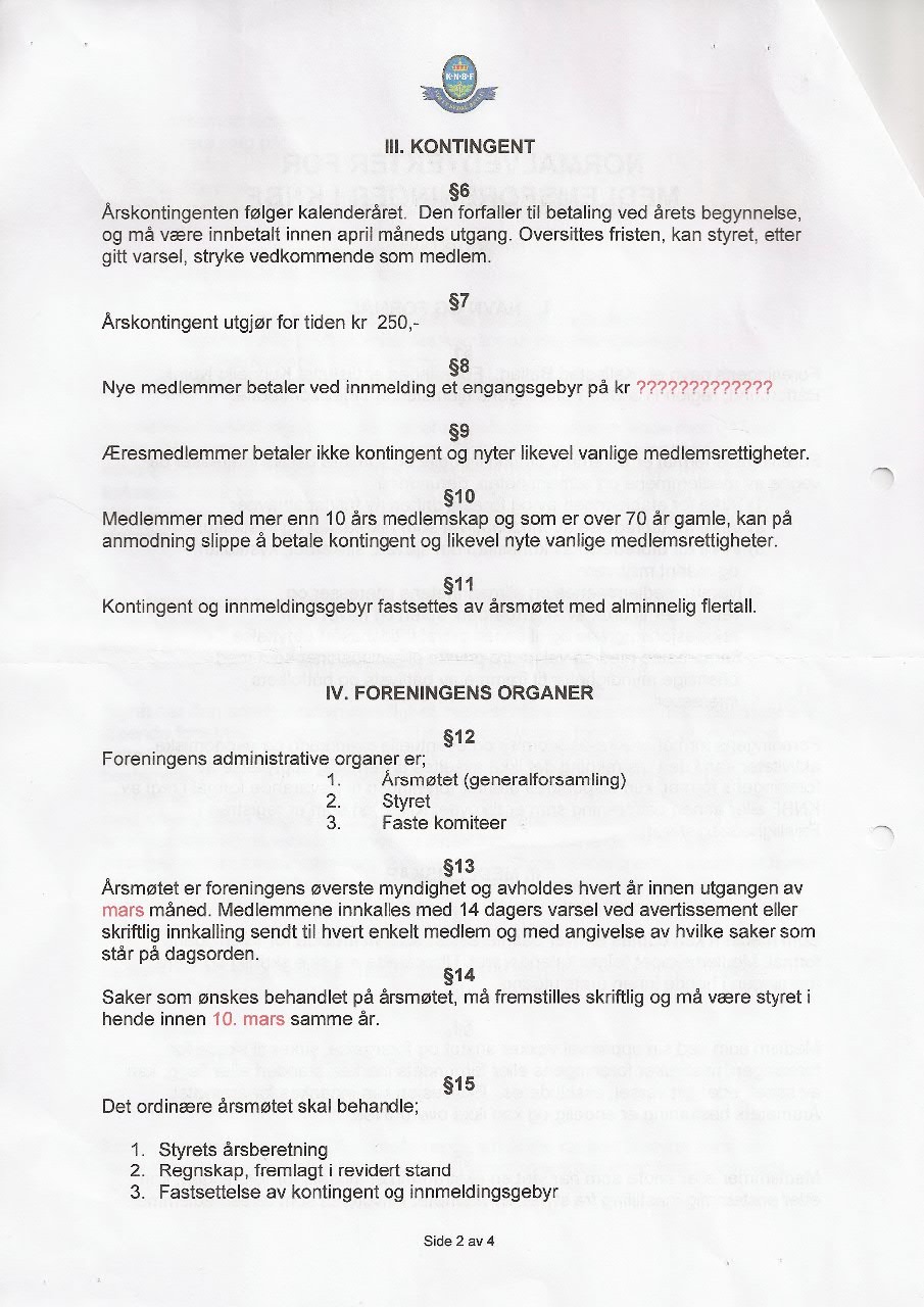 Normalvedtekter KNBF :: Kallestad Båtlag